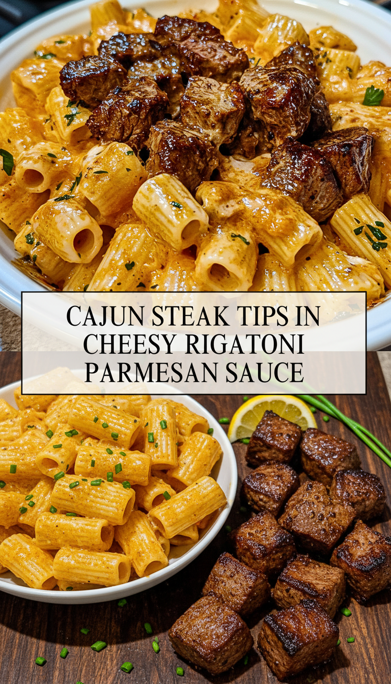 Cajun Steak Tips in Cheesy Rigatoni Parmesan Sauce – optimalrecipes